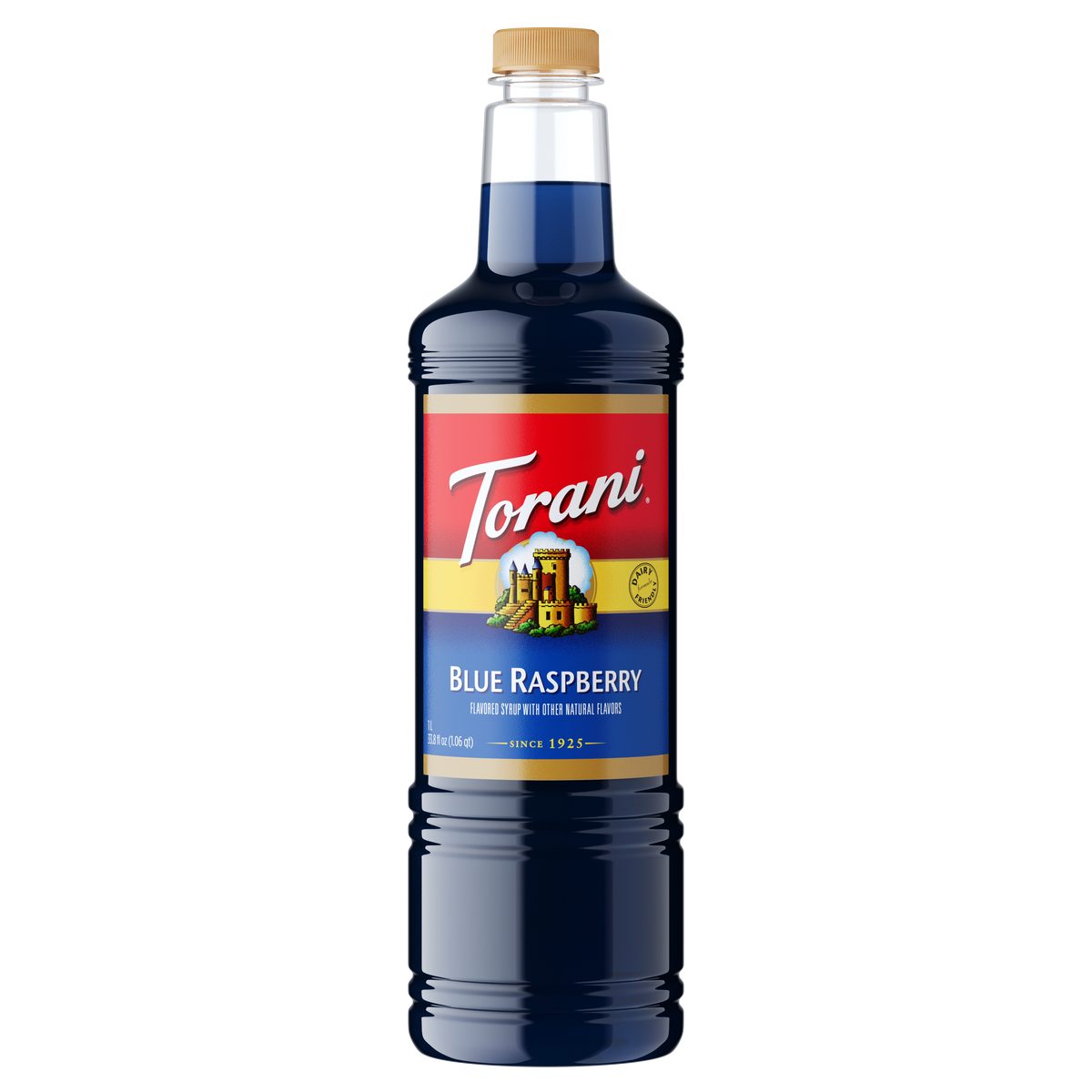 Torani Blue Raspberry Flavoring Syrup 1L Plastic Bottle - Dilworth Coffee