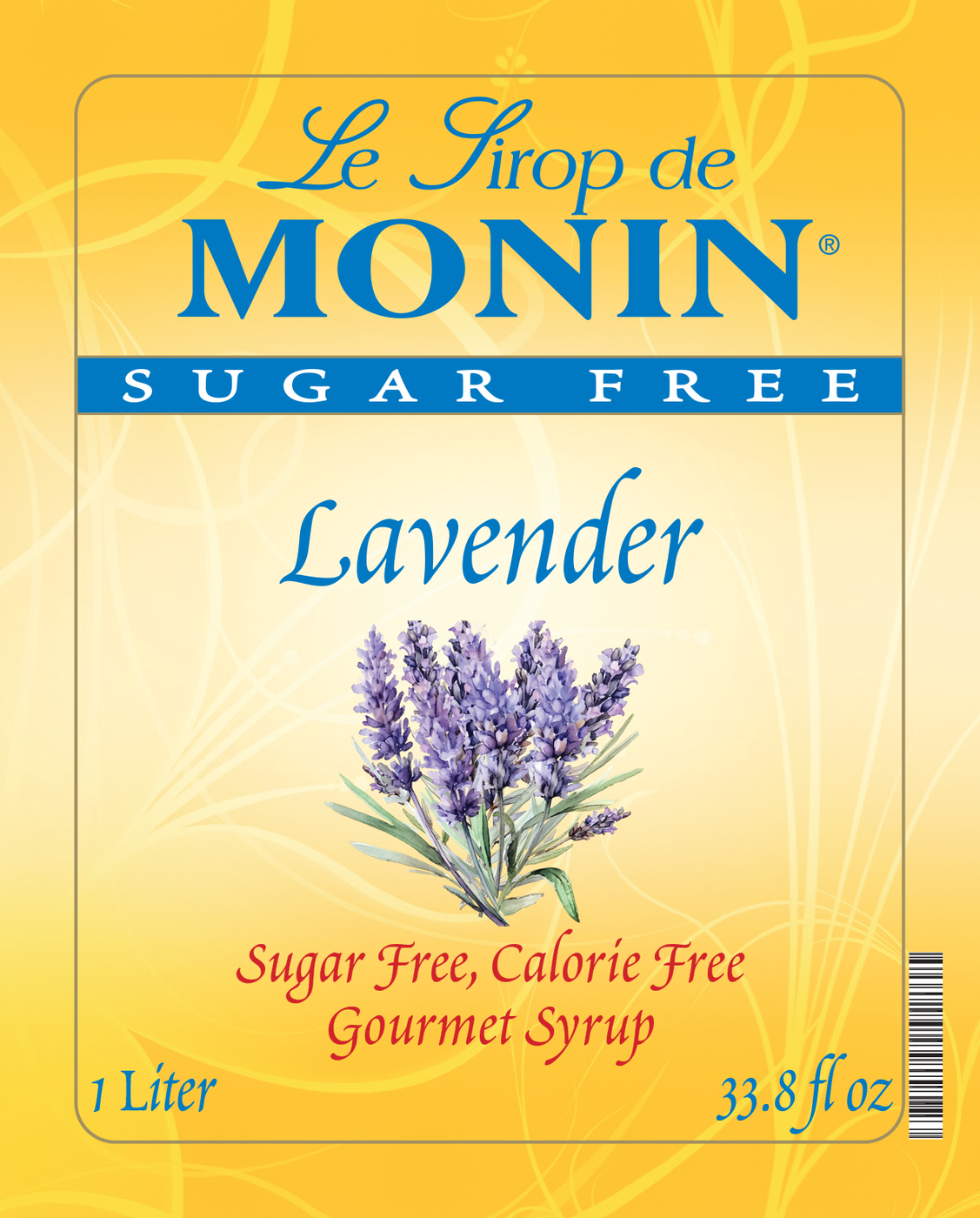 Monin Sugar Free Lavender Flavoring Syrup 4 - 1L Plastic Bottles (CASE ...
