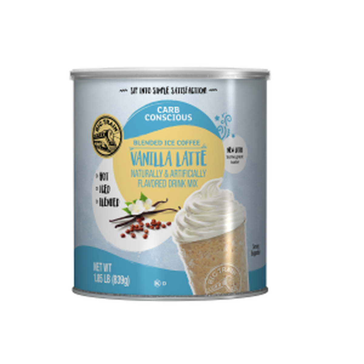 Big Train Low Carb Vanilla Latte Blended Iced Coffee Mix 1.85lb Can ...