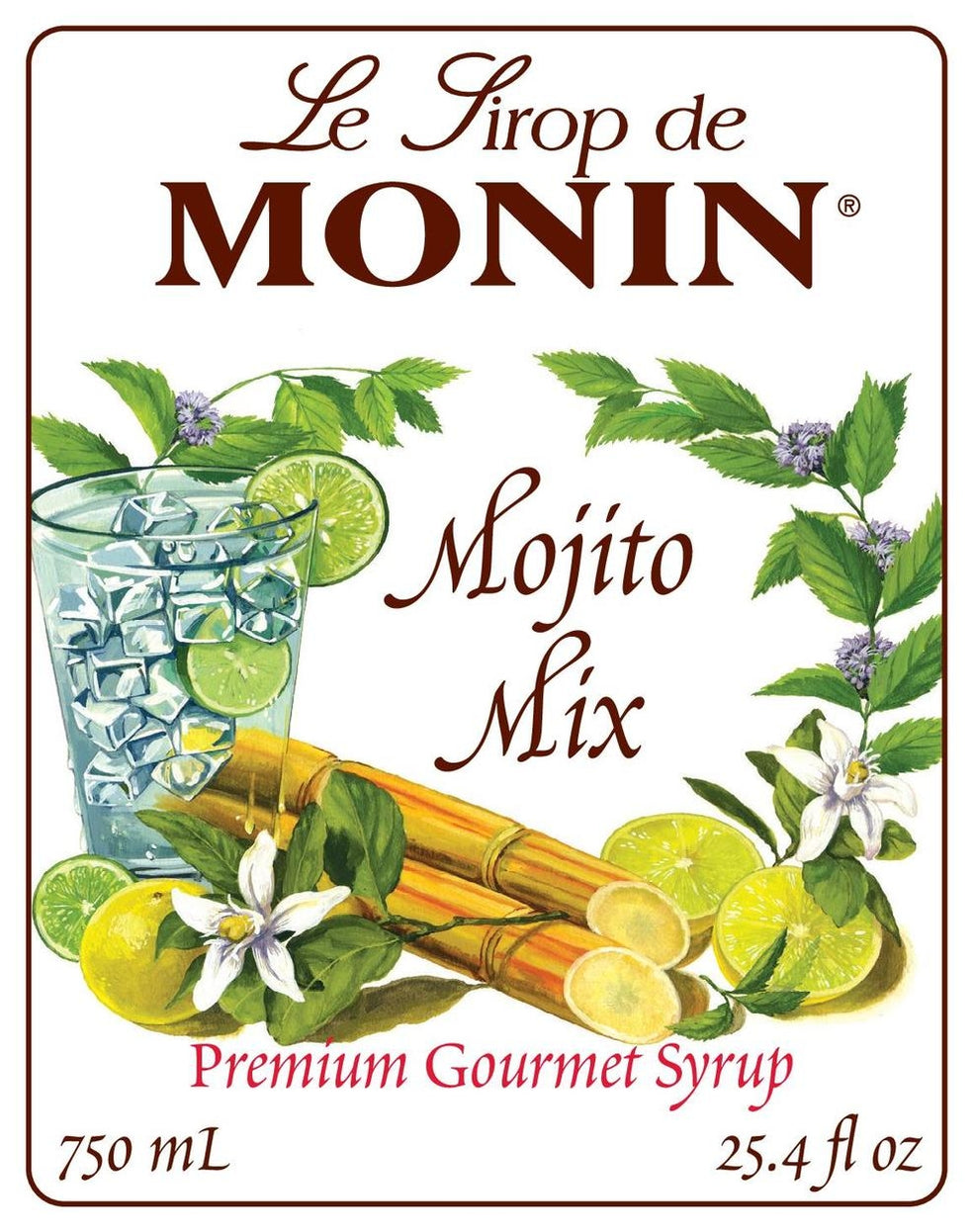Monin Mojito Mix Flavoring Syrup 750mL Glass Bottle - Dilworth Coffee
