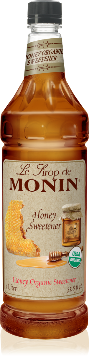 Monin Organic Honey Sweetener Syrup 1L Plastic Bottle - Dilworth Coffee