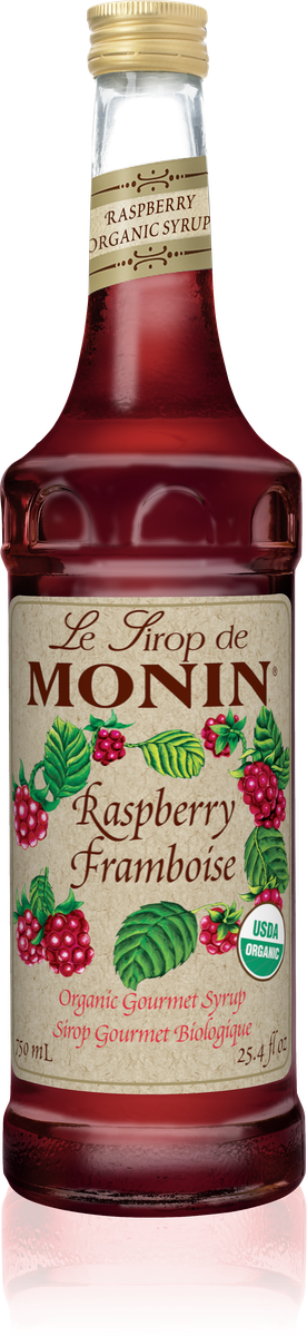 Monin Organic Raspberry Syrup 750mL Glass Bottle - Dilworth Coffee