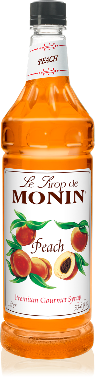 Monin Peach Syrup 1L Plastic Bottle - Dilworth Coffee