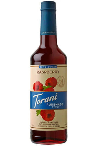 Torani Puremade Zero Sugar Raspberry Syrup 750mL Glass Bottle ...