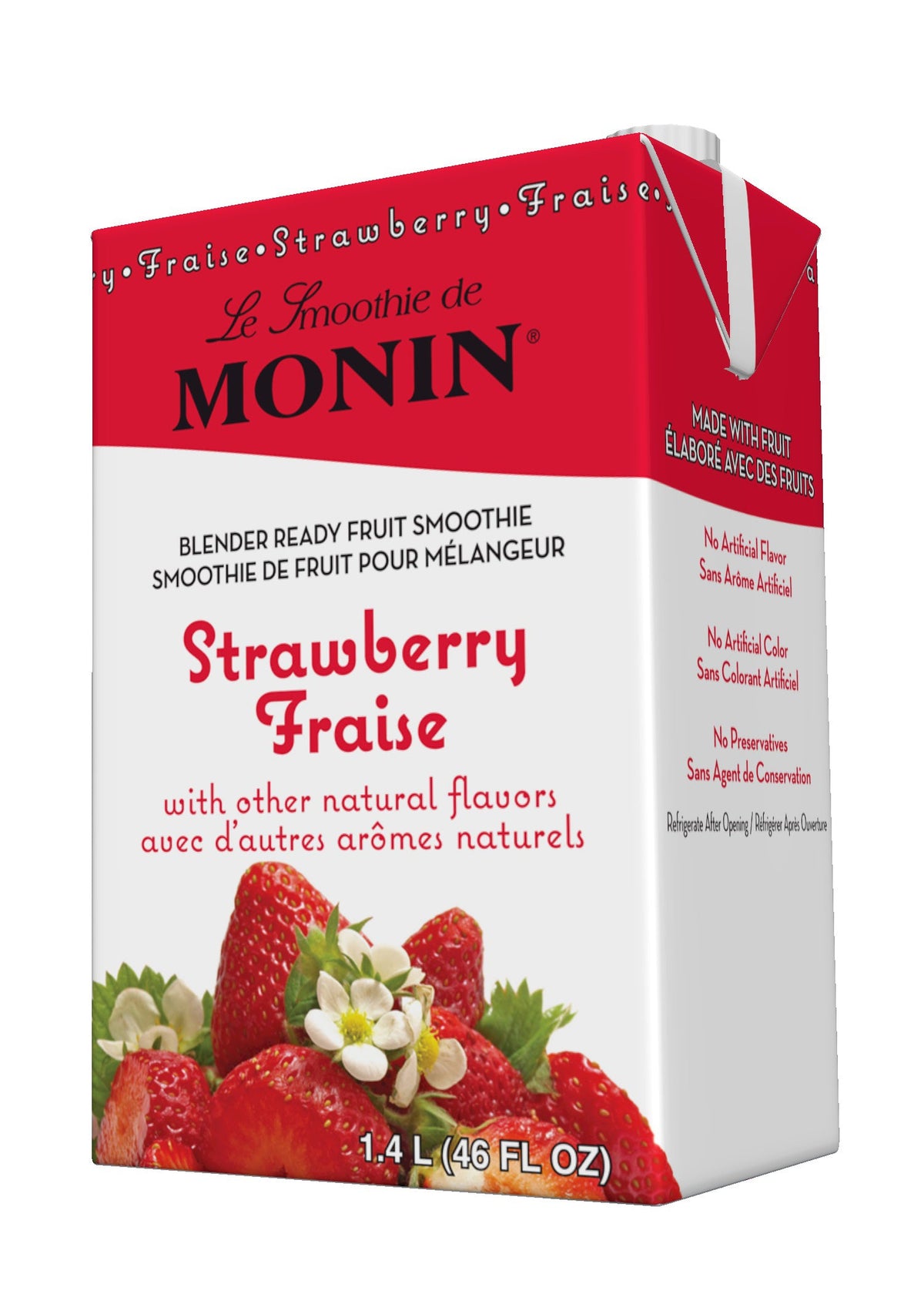 Monin Strawberry Fruit Smoothie Mix 46oz Carton - Dilworth Coffee
