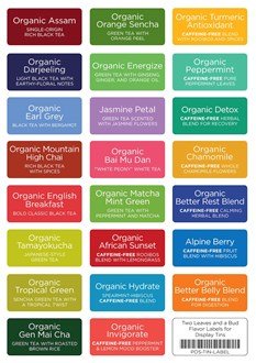 Two Leaves Flavor Labels For Display Tins, 1 Label per flavor ...