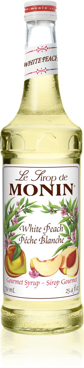 Monin White Peach Syrup 750mL Glass Bottle - Dilworth Coffee