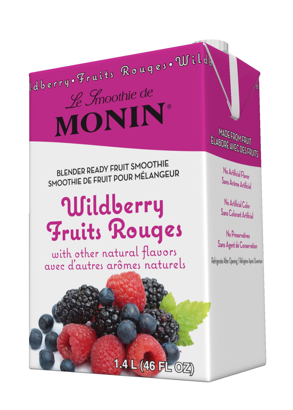 Monin Wildberry Fruit Smoothie Mix 46oz Carton - Dilworth Coffee